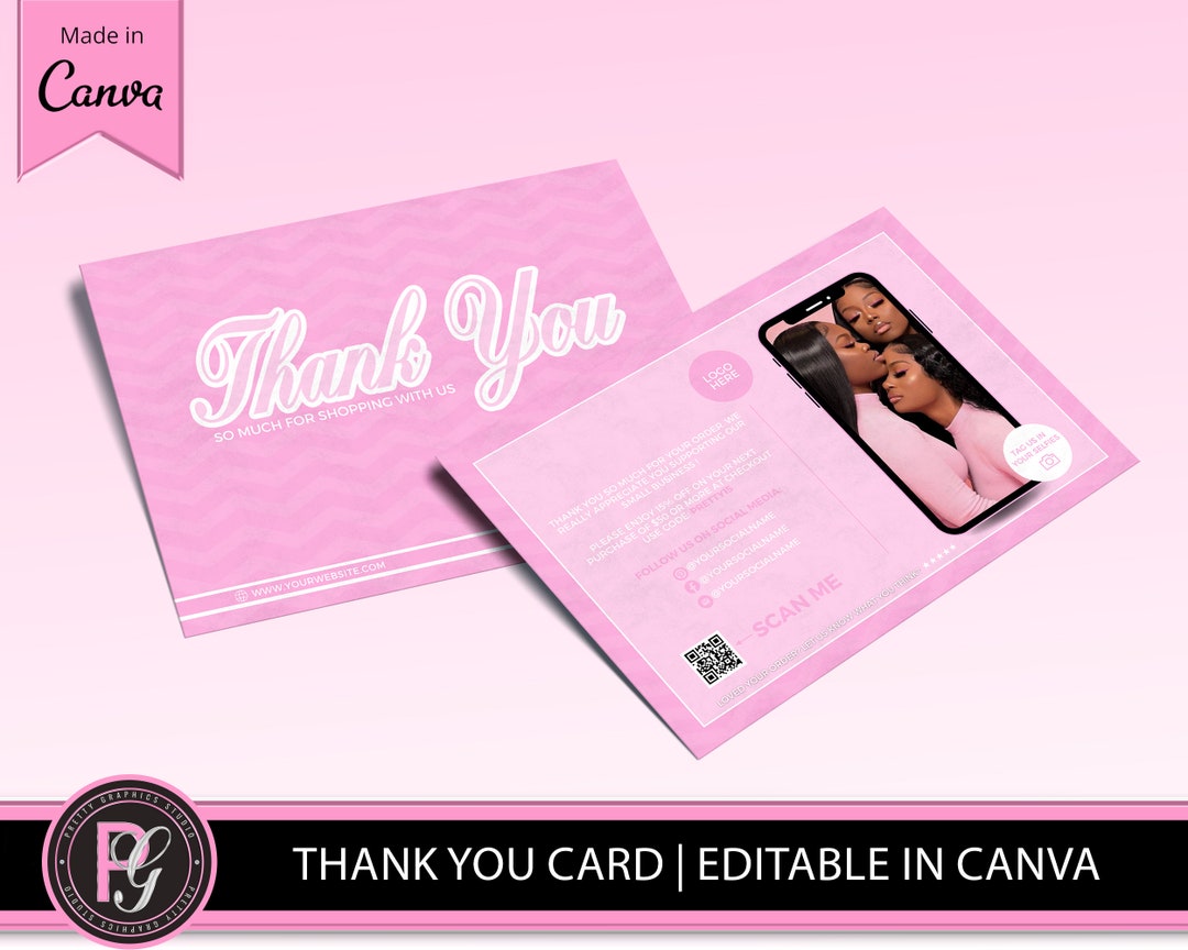 Editable Thank You Card, DIY Canva Template,premade Thank You Card ...