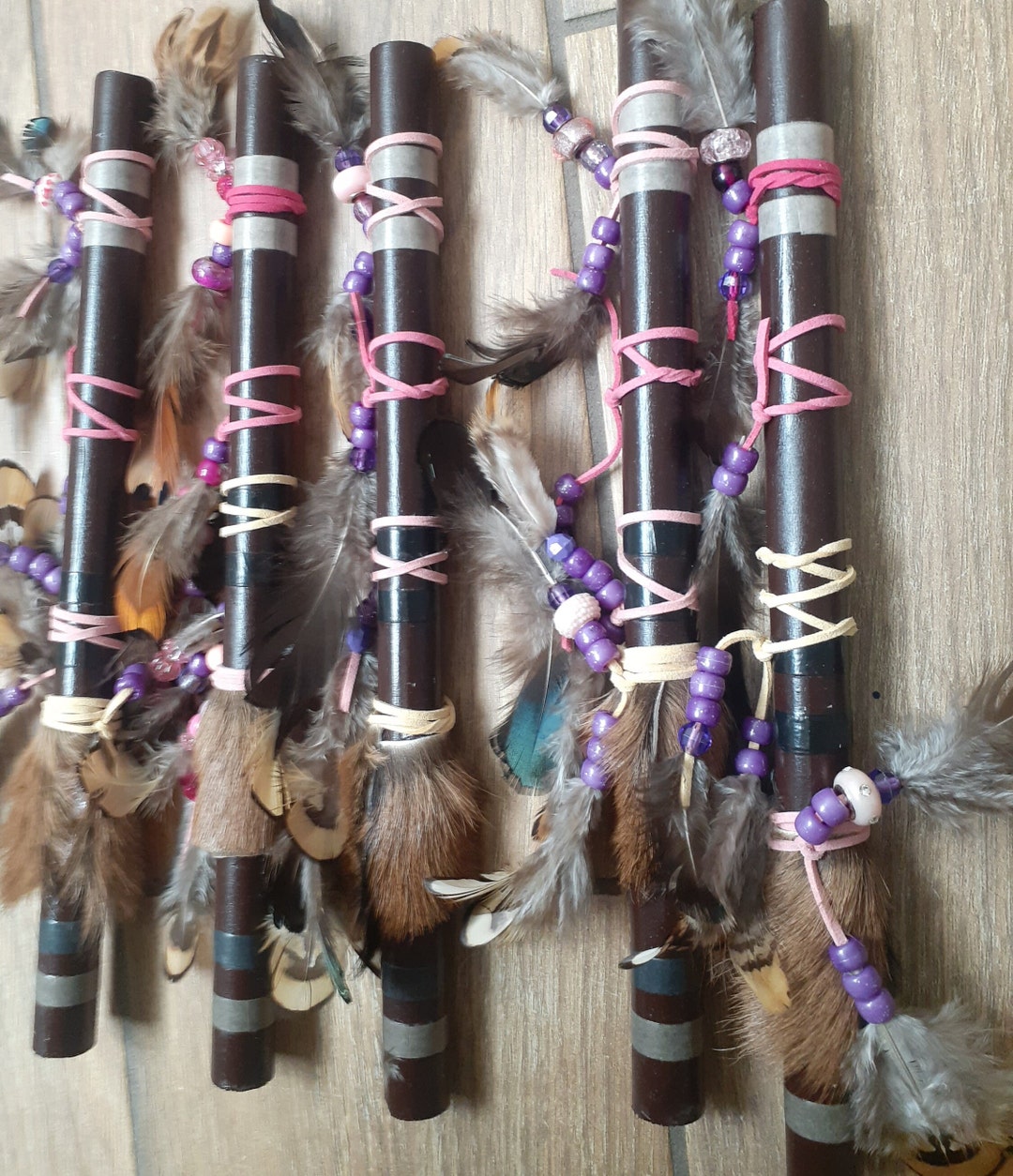 Native Inspired Talking Stick. Brown. Pink. Purple. Ivory. Speaking ...