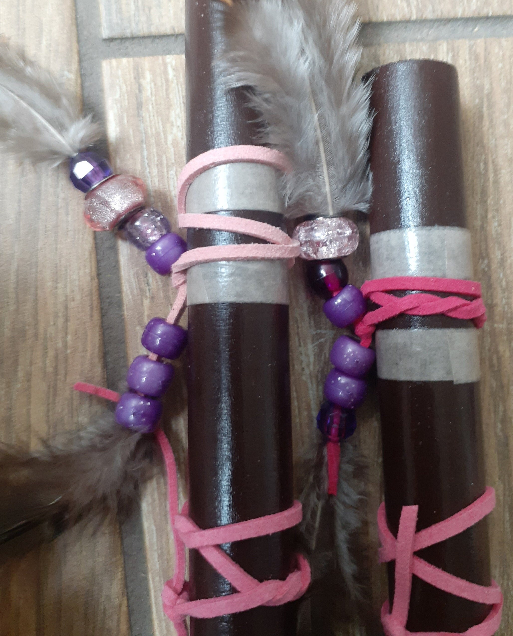 Native Inspired Talking Stick. Brown. Pink. Purple. Ivory. Speaking ...