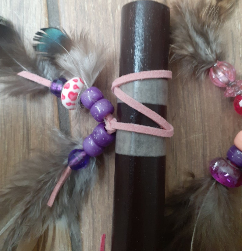 Native Inspired Talking Stick. Brown. Pink. Purple. Ivory. Speaking ...