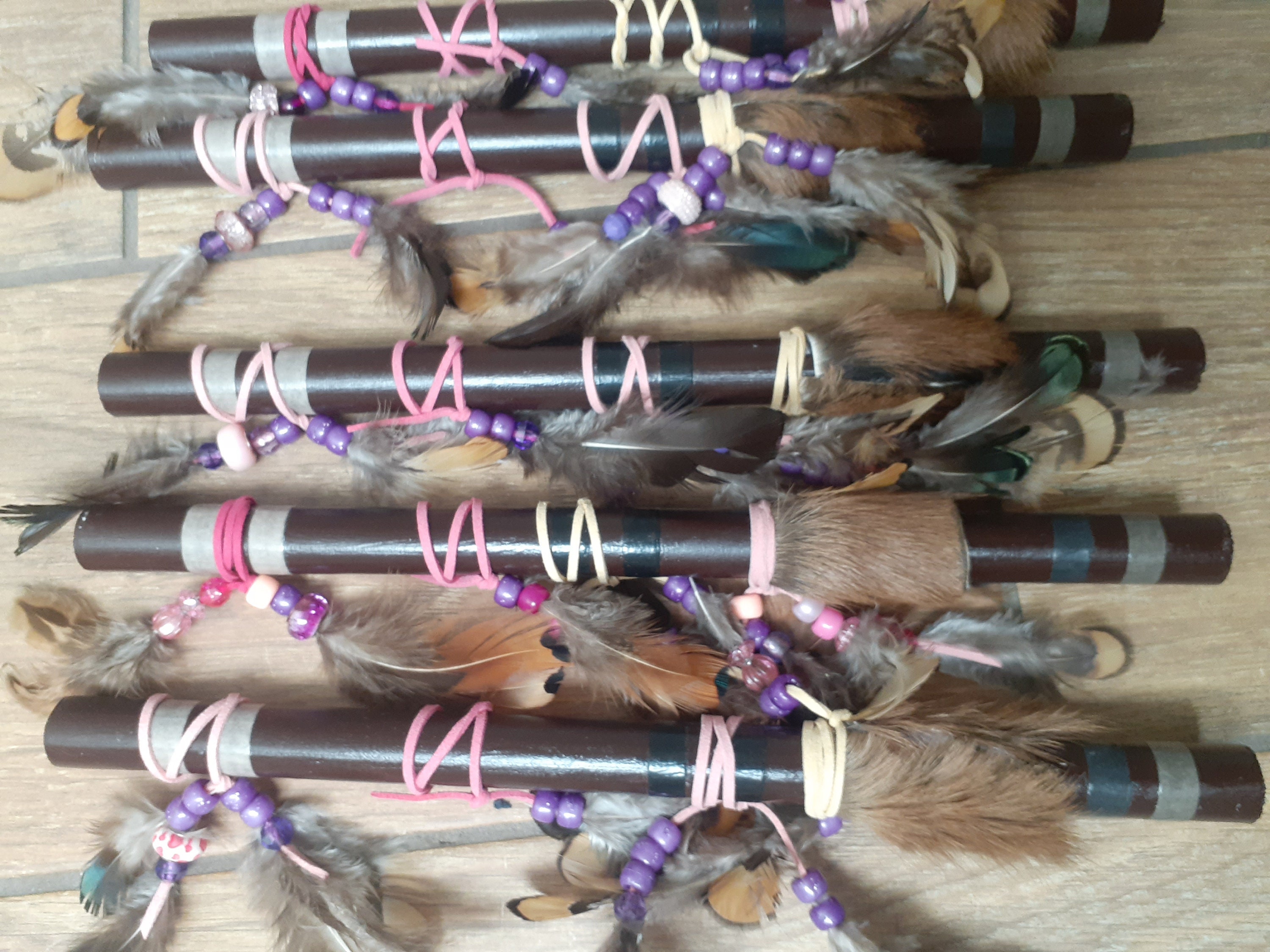 Native Inspired Talking Stick. Brown. Pink. Purple. Ivory. Speaking ...
