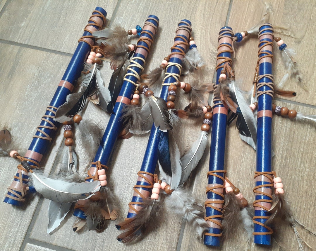Native Inspired Talking Stick. Midnight Blue. Peach. Ivory. Tan ...