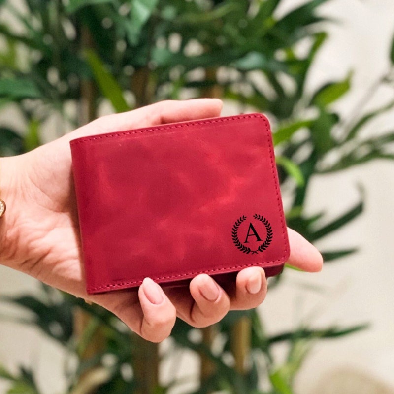 Red Leather Wallet - Etsy