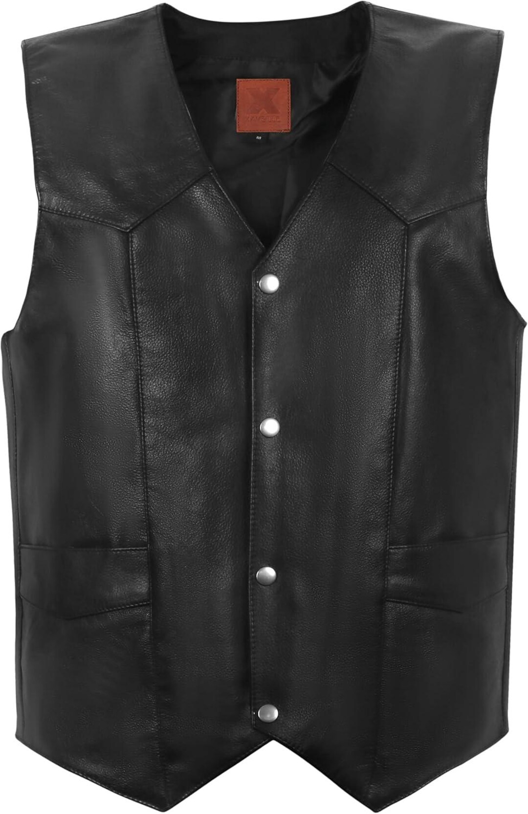 Genuine Leather Motorcycle Vest Classic Biker Waistcoat Sleeveless ...