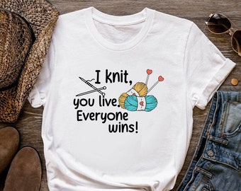 Knitting Shirt, She Also Needs Yarn, Knit Gift, Knitting Gift, Knitter Gift, Love to Knit, Love ...