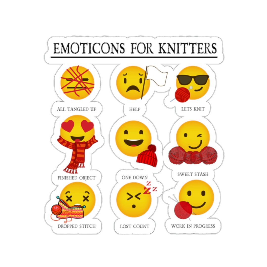 Knitting Sticker, Emoticons for Knitters, Knit Gift, Knitting Gift ...