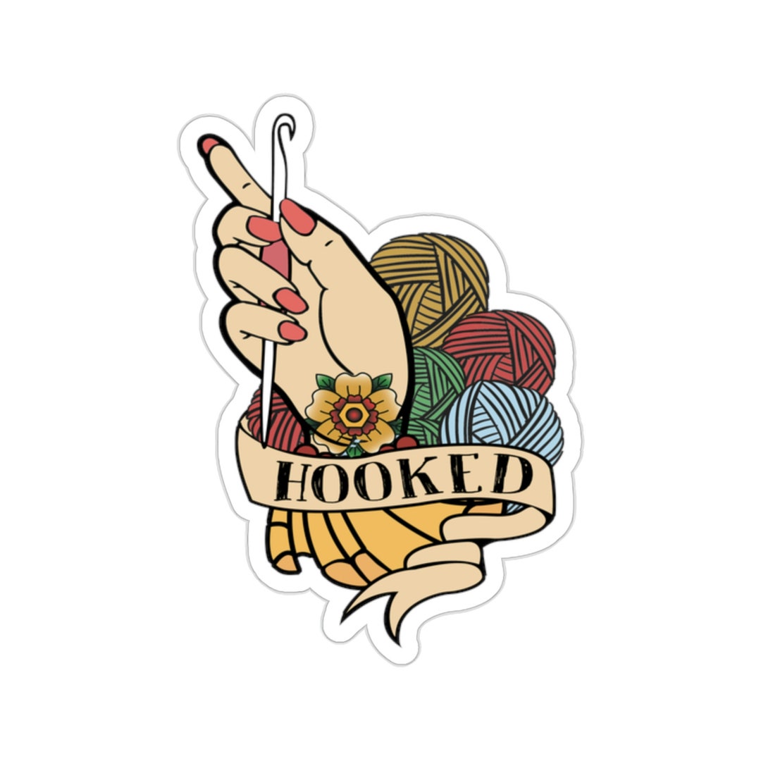 Crochet Sticker, Hooked, Crochet Gift, Crochet Gift Idea, Crochet Love ...