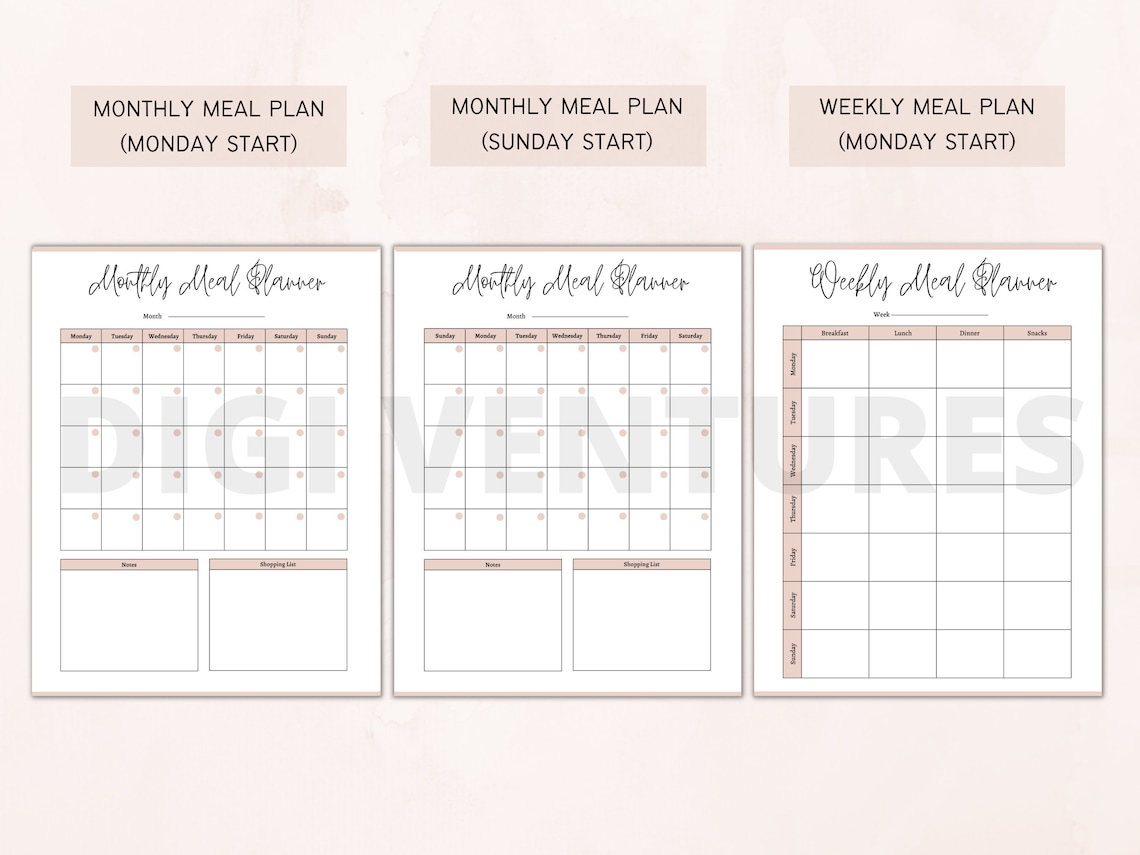 Meal Planner Bundle Printable Meal Planning Weekly Menu - Etsy