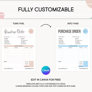 Editable Purchase Order Template - Canva Order Form Template ...