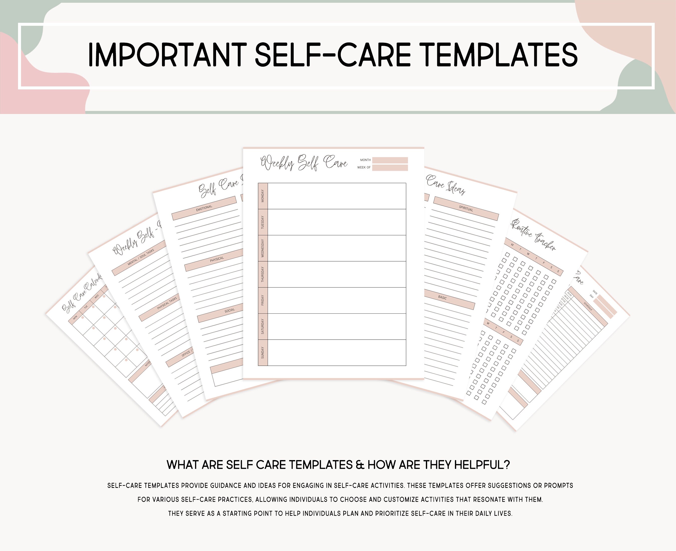 Self Care Planner Printable Mood Tracker Daily Check in - Etsy UK