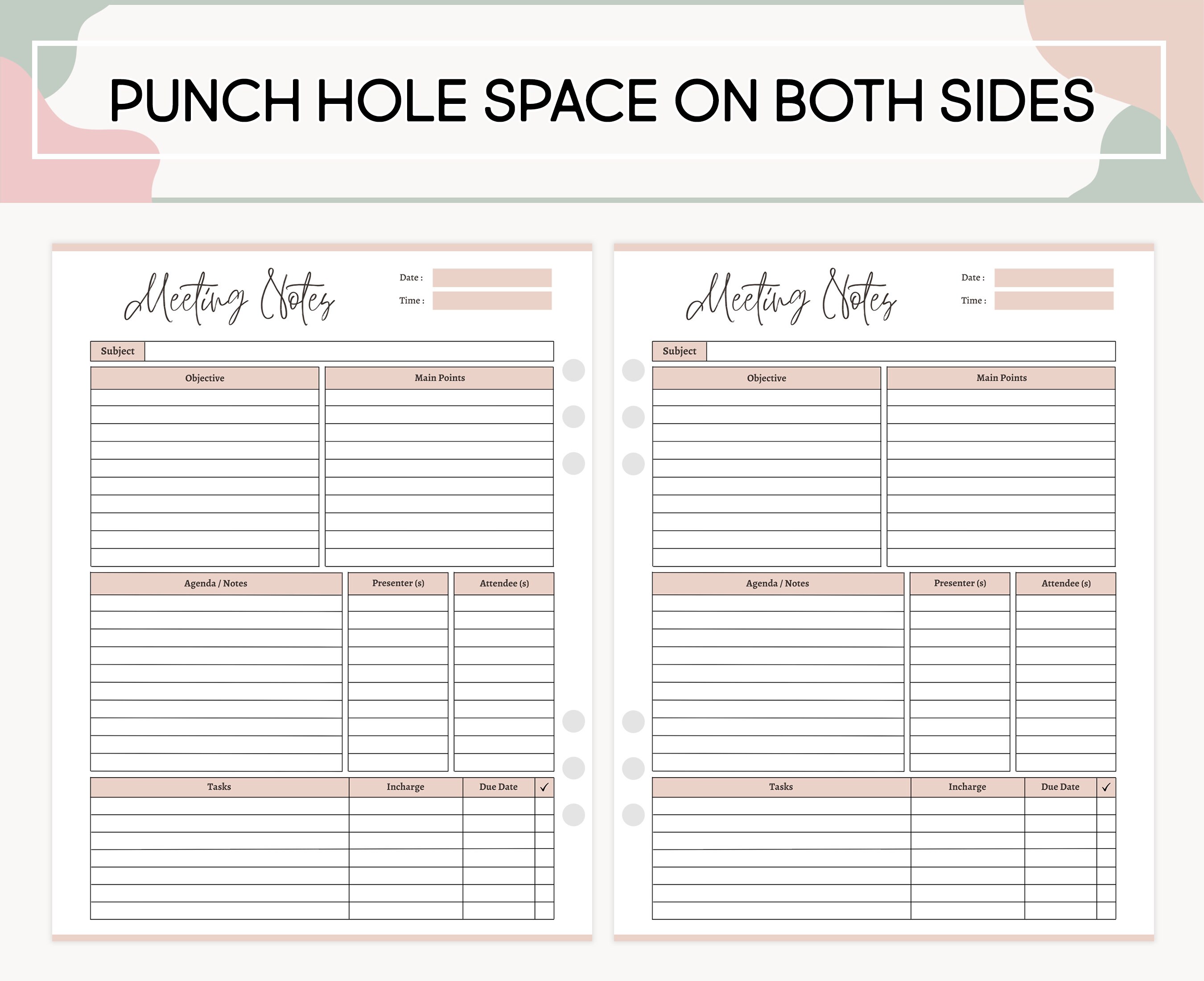 Meeting Notes Template Printable Meeting Agenda PDF Meeting - Etsy