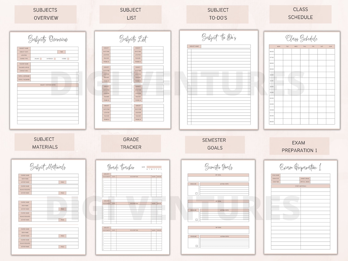 Printable School Planner Student Organizer Class Planners - Etsy