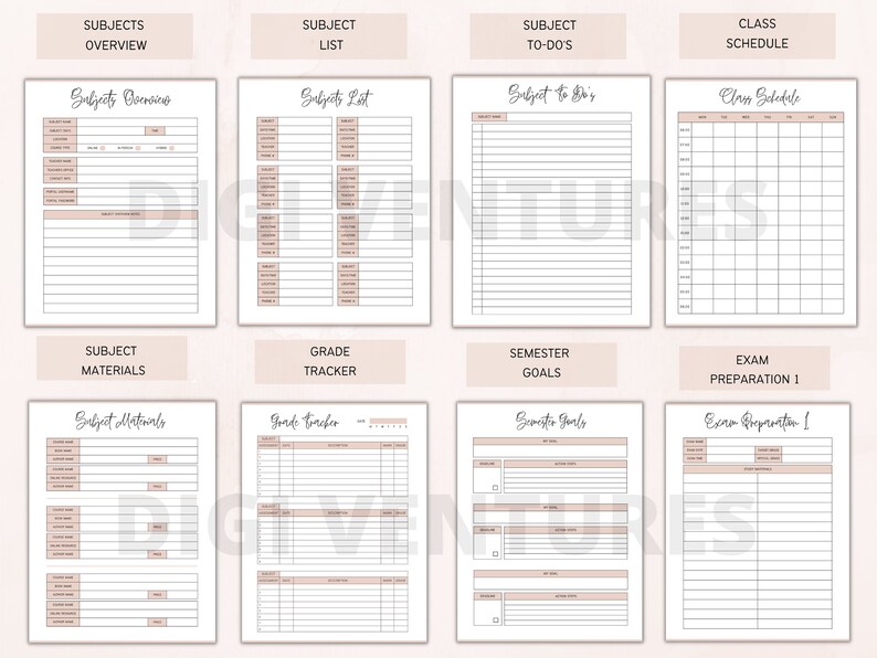Printable School Planner Student Organizer Class Planners - Etsy