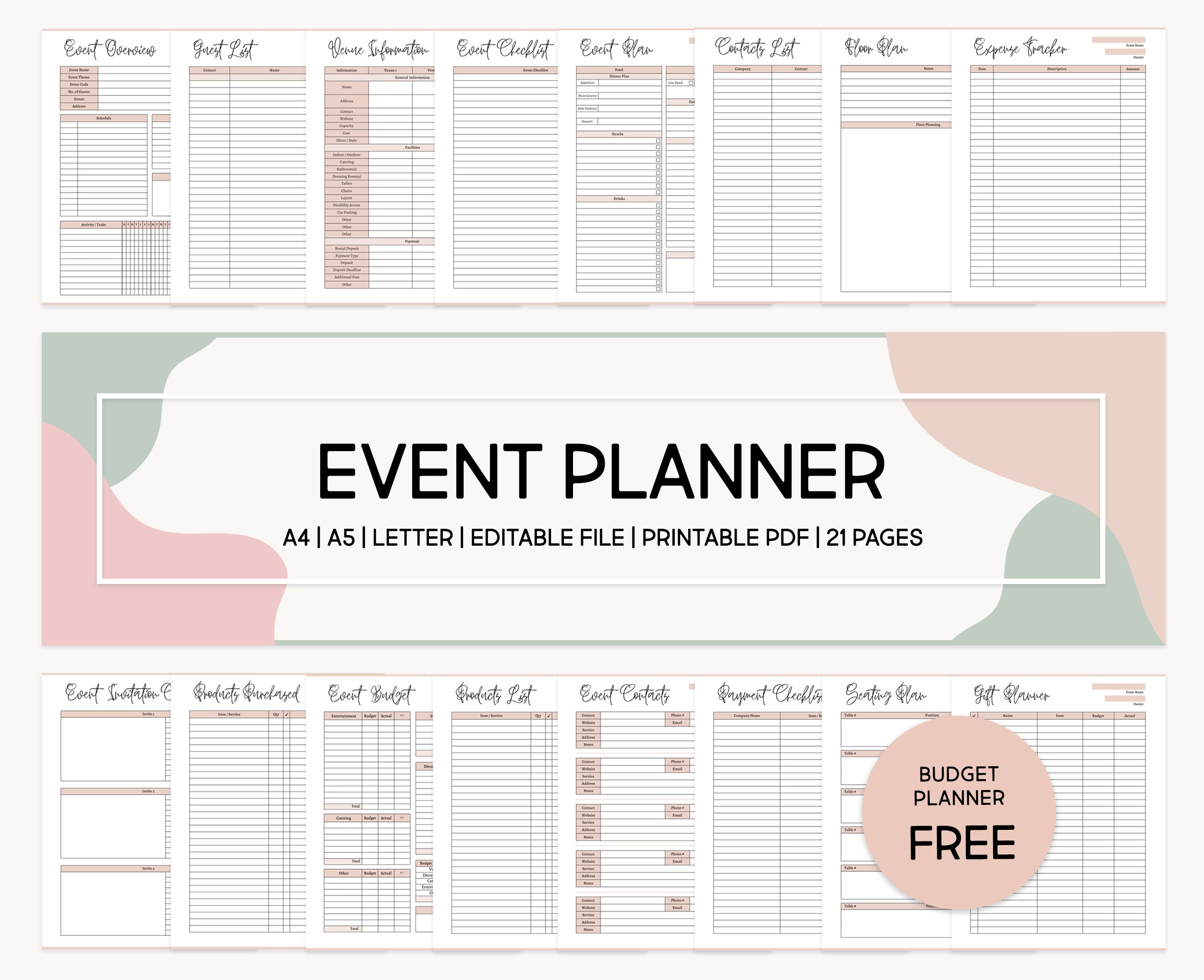 Printable Event Planner Bundle Event Organizer Editable - Etsy Australia