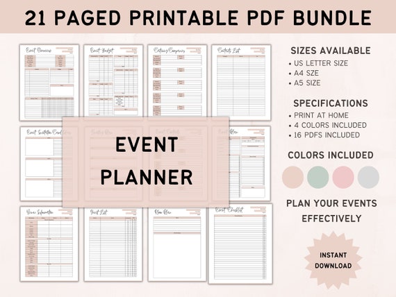 Printable Event Planner Bundle Event Organizer Party Guest - Etsy