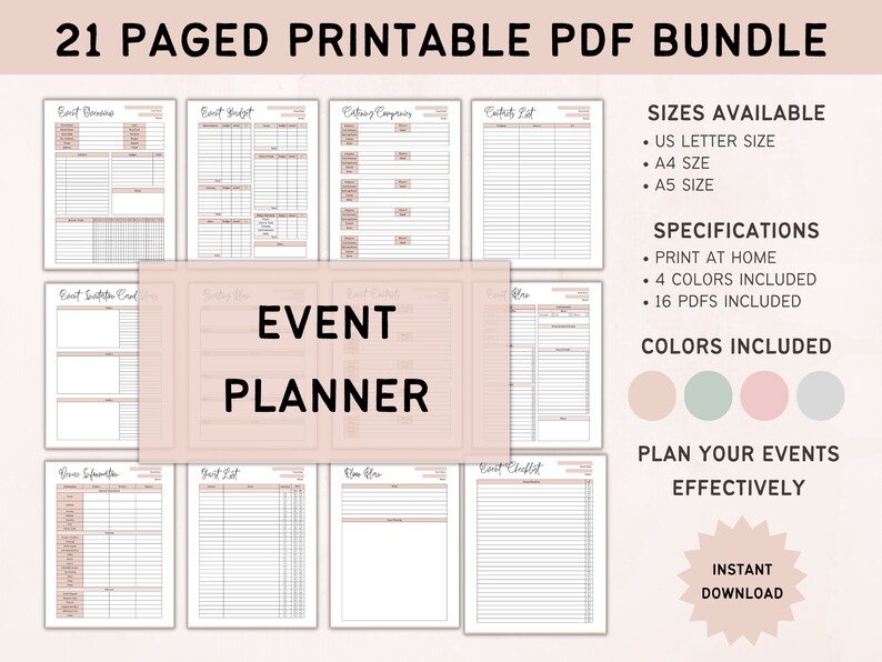Printable Event Planner Bundle Event Organizer Party Guest - Etsy