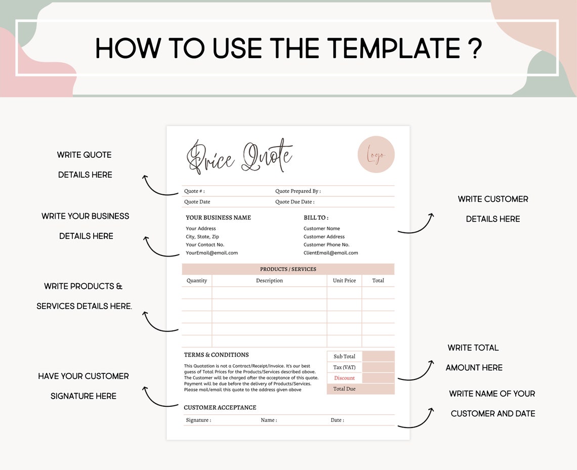Canva Editable Price Quote Template - Printable Price Estimate ...
