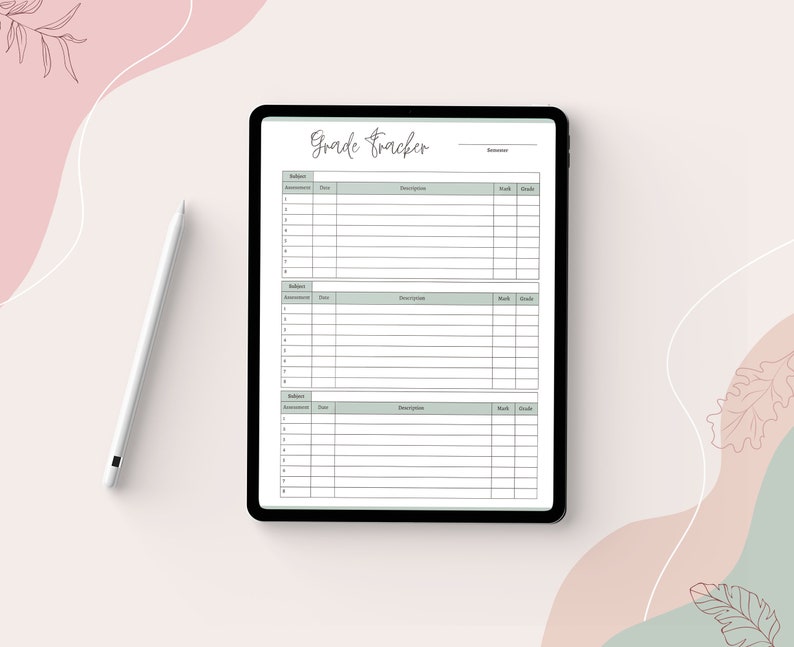 Editable Grade Tracker Printable Assignment Log Track Student - Etsy