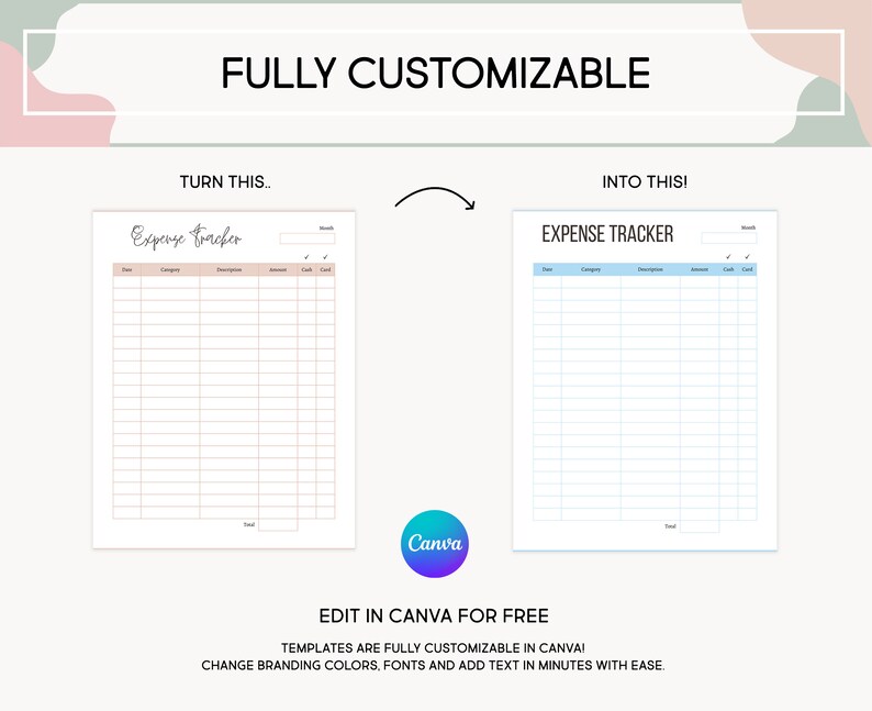 Printable Expense Tracker Template Editable Financial - Etsy