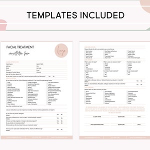 Facial Consultation Form, Editable Spa Form, Skincare Business Template ...