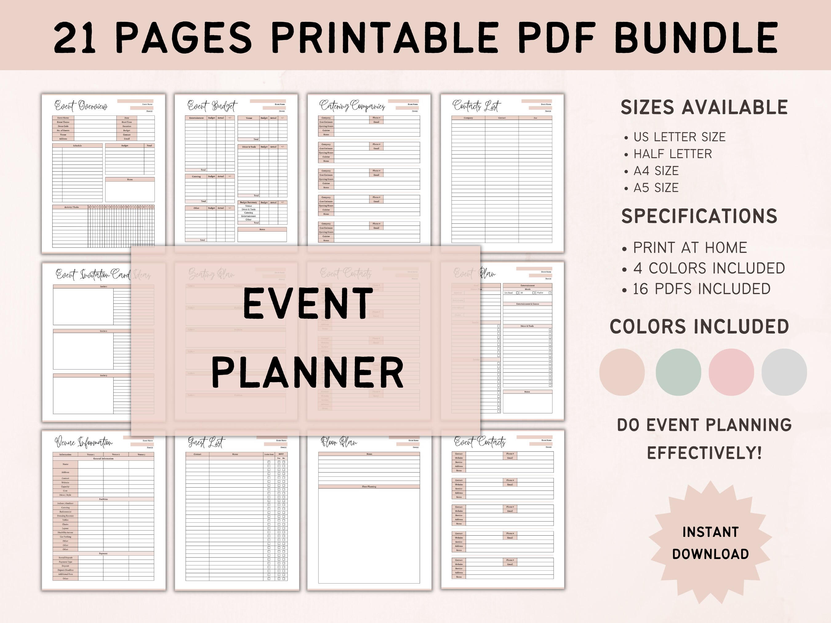 Printable Event Planner Bundle Event Organizer Party Guest Etsy