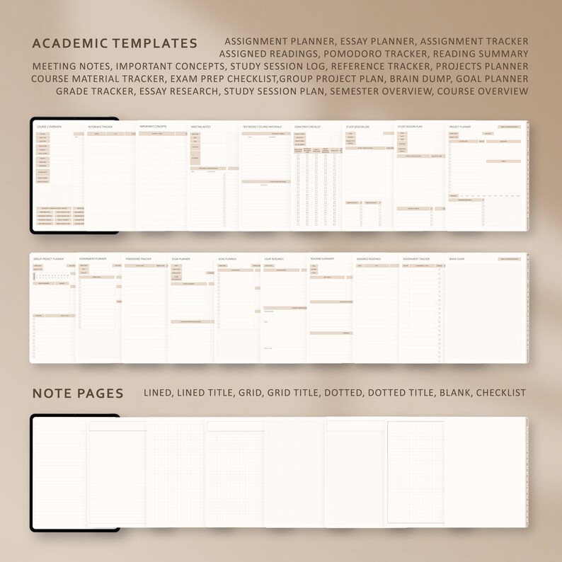 Digital Student Planner Academic School College Study Tracker - Etsy