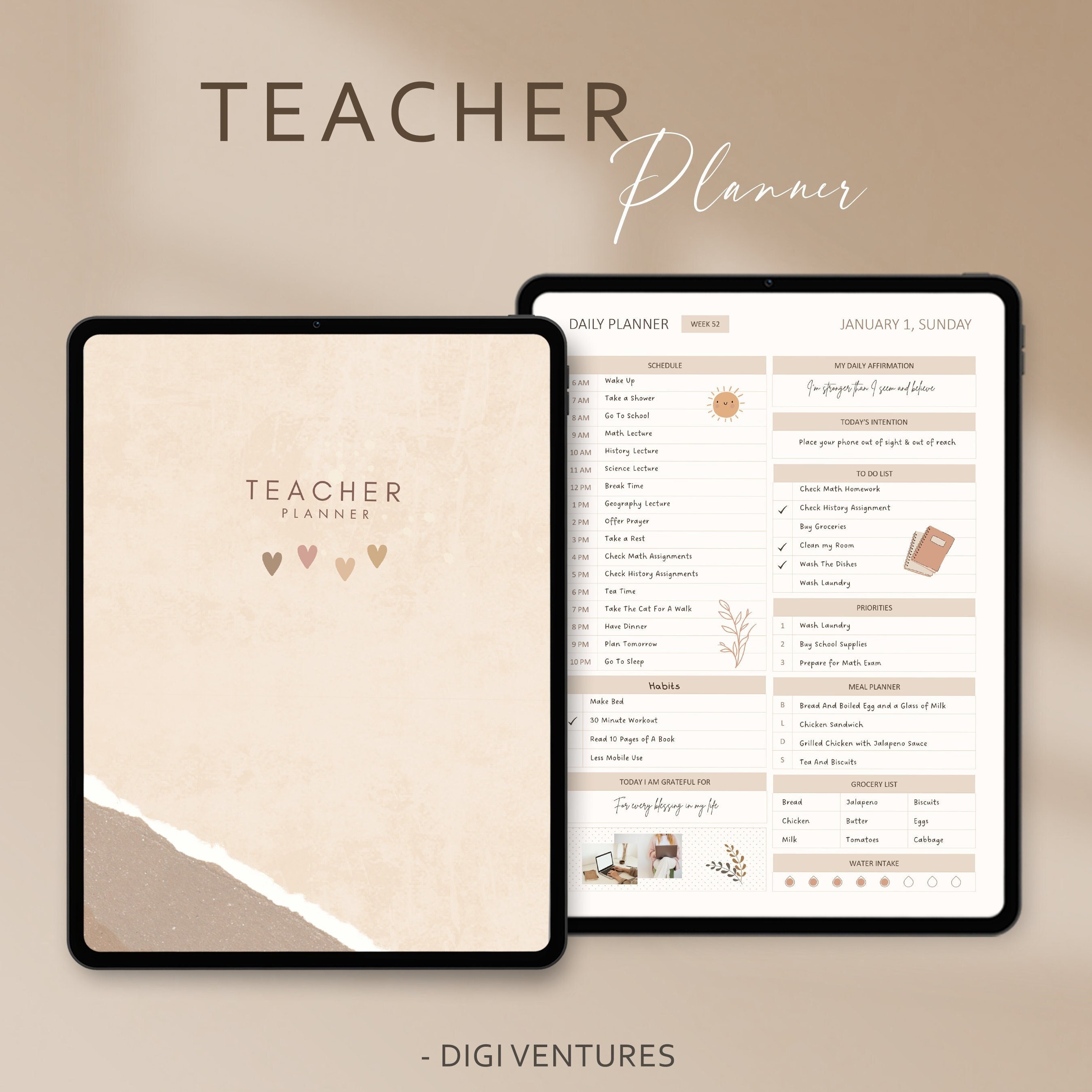 Teacher Minimalist Boho Theme Dated iPad Planner Resource for Goodnotes ...