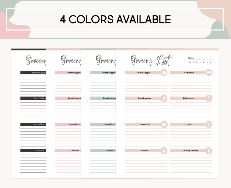 Printable Grocery List Editable Master Grocery List Template - Etsy
