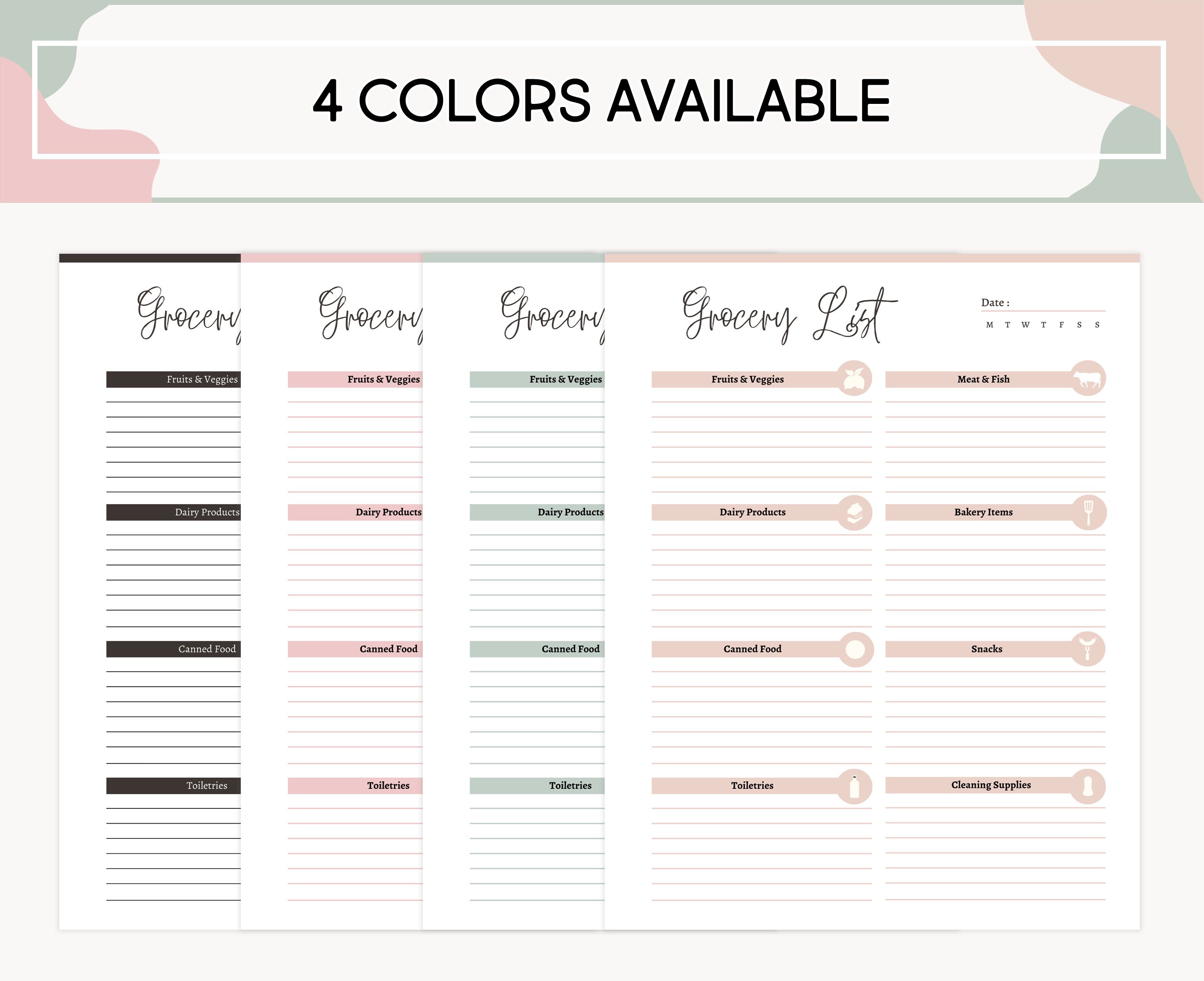 Printable Grocery List Editable Master Grocery List Template - Etsy