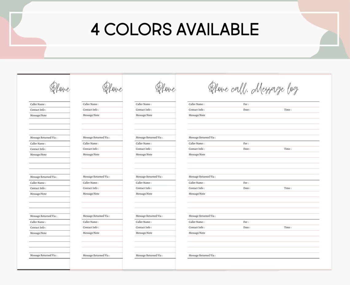 Phone Call Message Log Voicemail Tracker Message Planner - Etsy Phone Call Message Log Voicemail Tracker Message Planner - Etsy