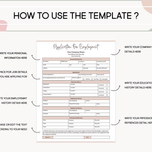 Employment Application Template, Printable Application, Canva Editable ...