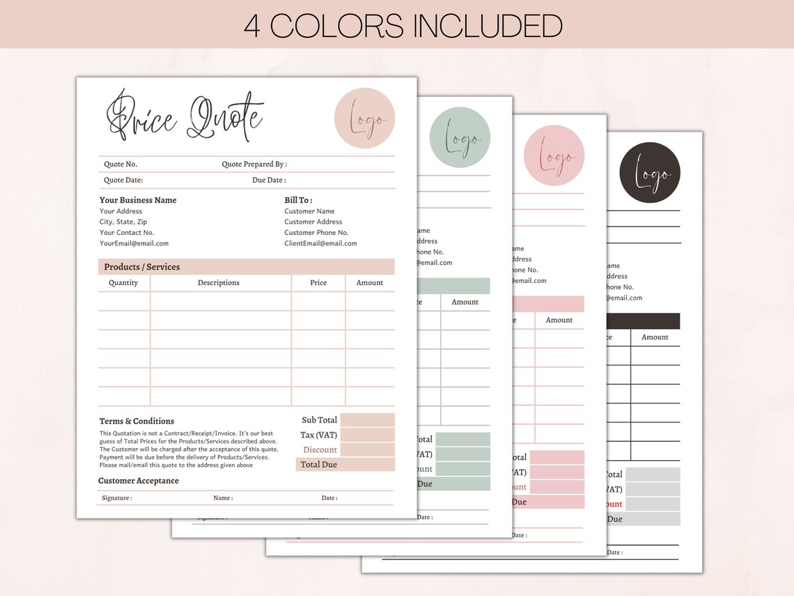 Canva Editable Price Quote Template Printable Price Estimate - Etsy