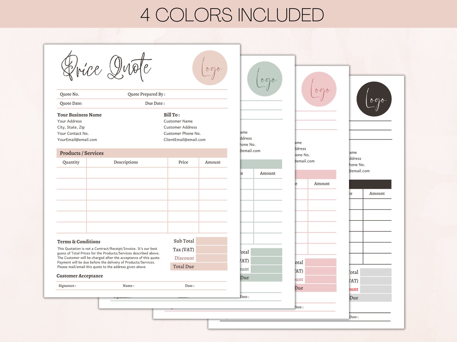 Canva Editable Price Quote Template Printable Price Estimate - Etsy