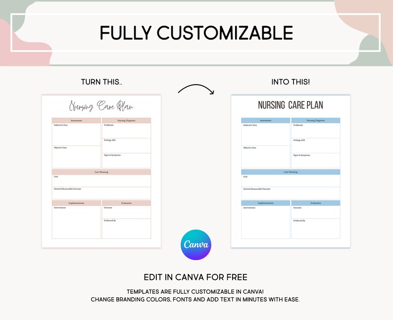 Nursing Care Plan Templates for Nursing Student, Nursing Worksheet ...