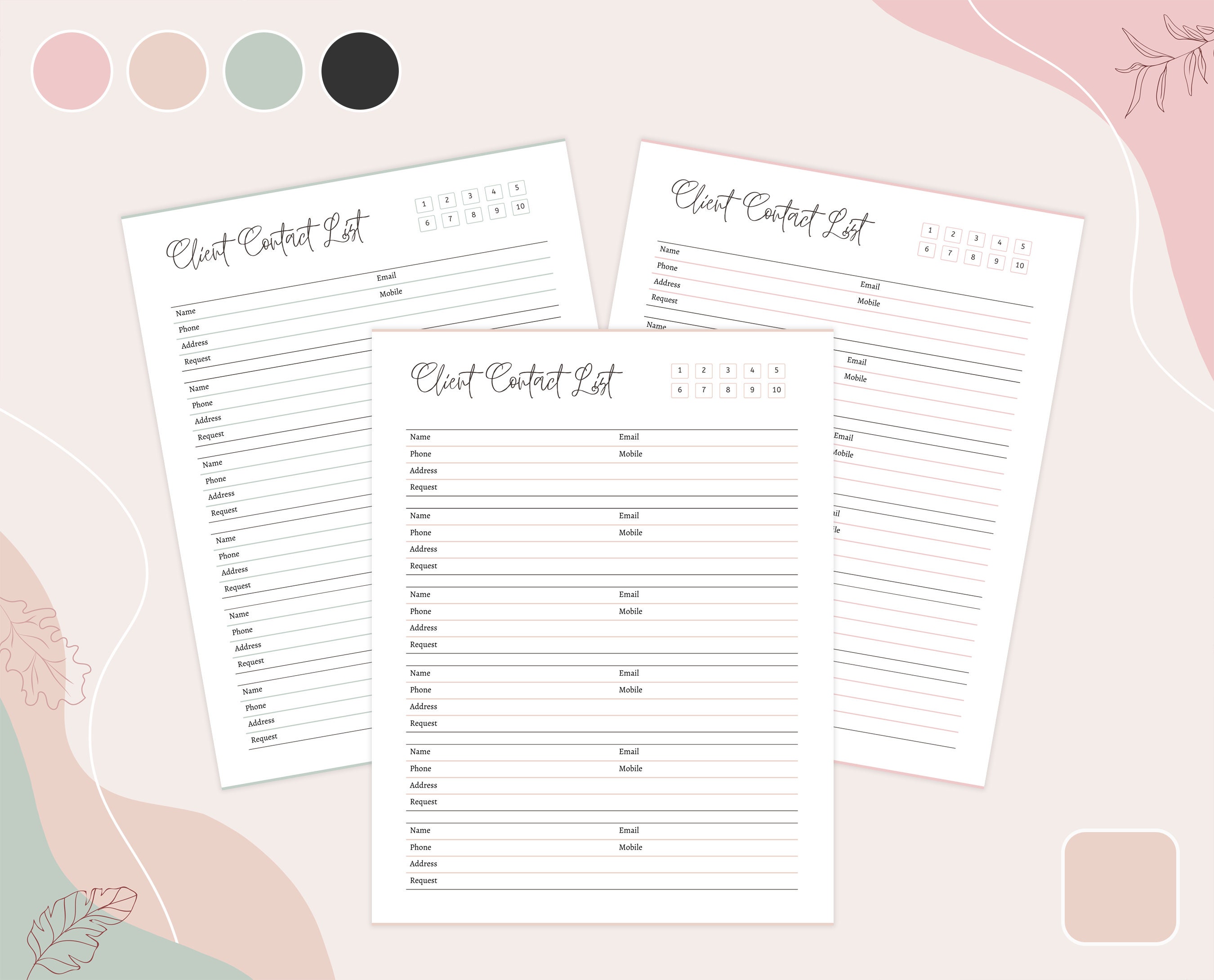 Client Contact List Printable Template Contact Information - Etsy