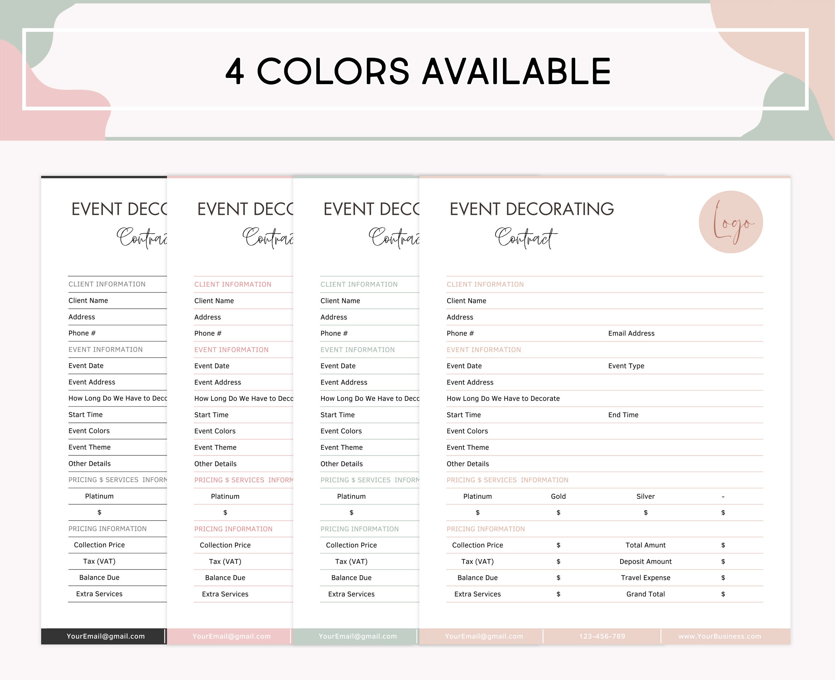 Event Decorating Service Contract, Editable Event Planning Services ...
