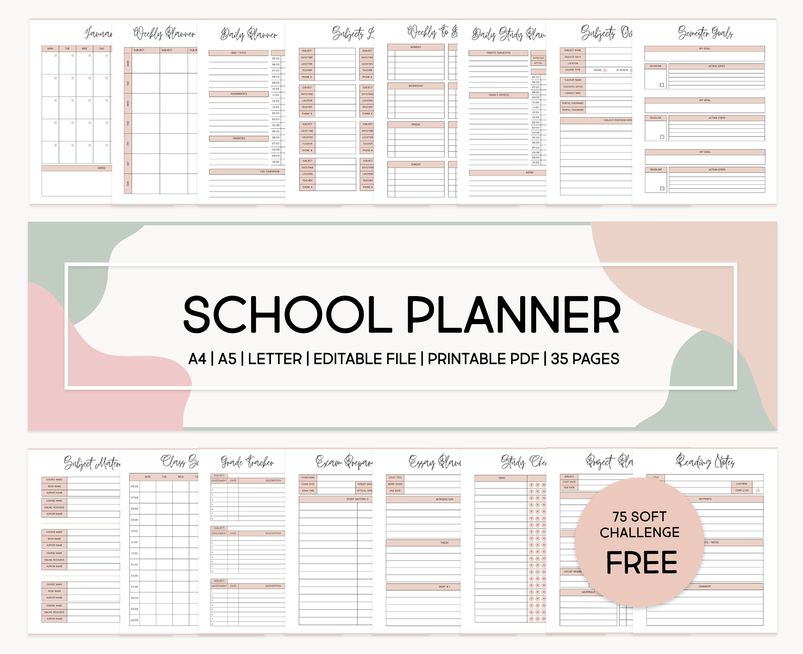 Printable School Planner, Student Organizer, Class Planners and ...