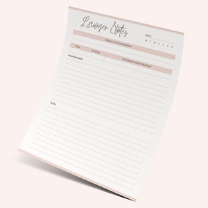 Printable Lawyer Notes, Editable Lawyer Planner, Law Client Note ...