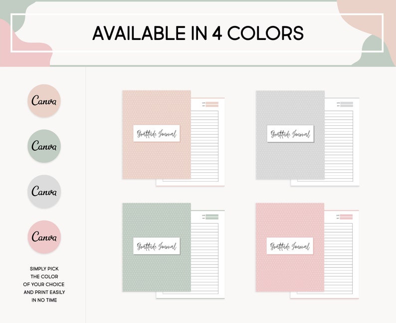 Gratitude Journal Printable Bundle, Mindfulness Log, Wellness Templates ...