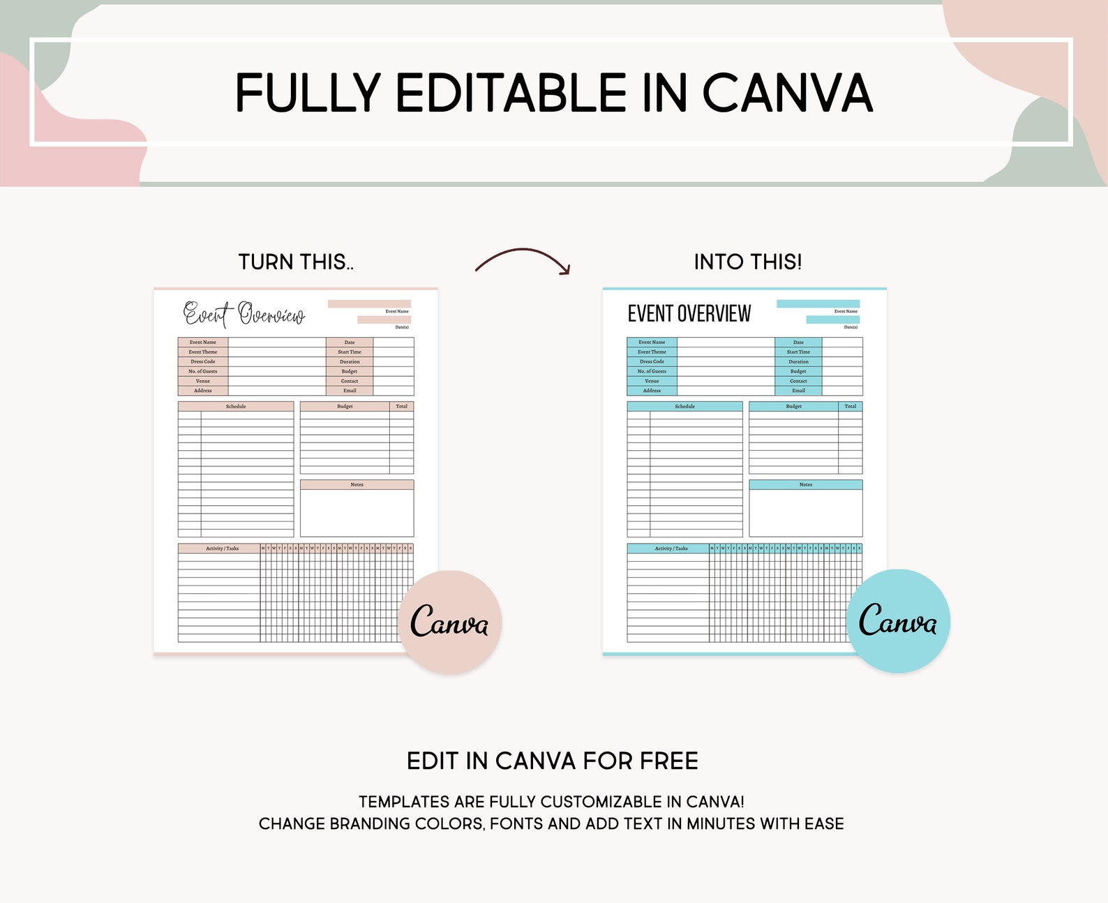 Printable Event Planner Bundle - Event Organizer - Editable Party Guest ...