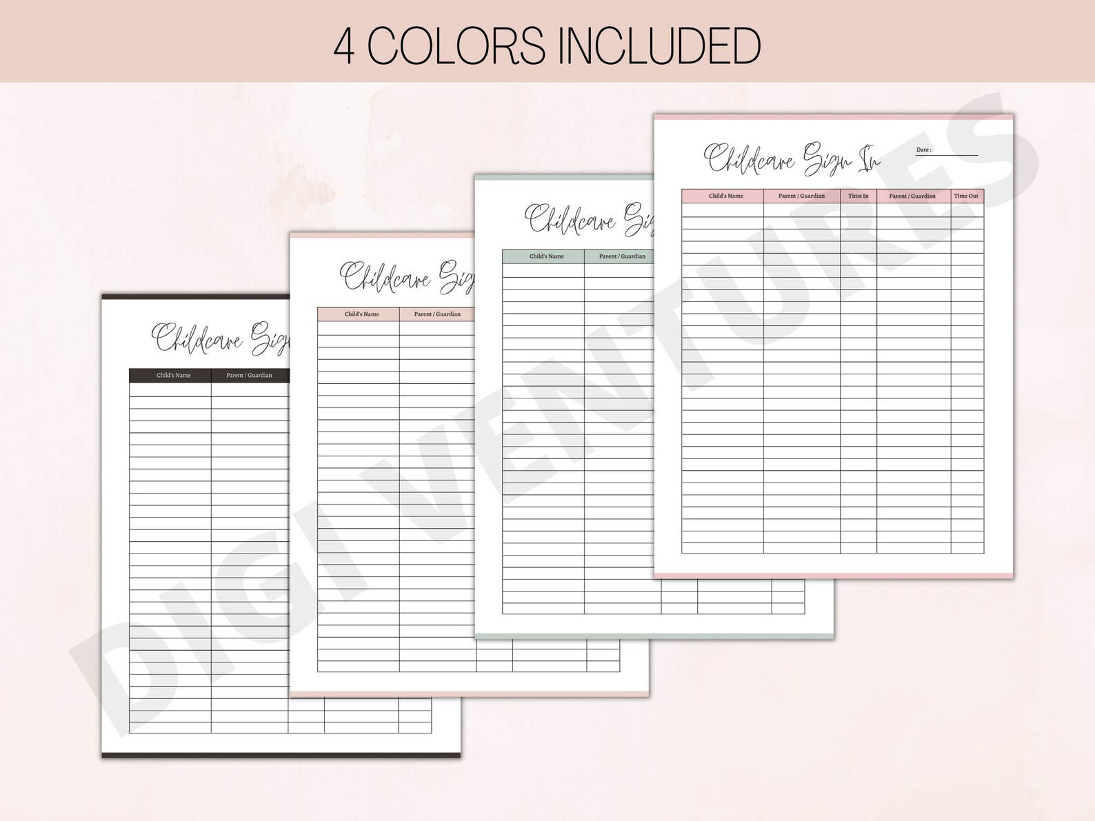 Editable Sign in Log Printable Childcare Daily Weekly Sign - Etsy