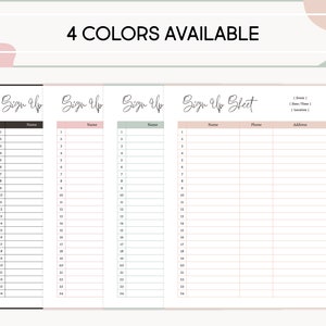 Printable Sign up Sheet, Editable Single Sign up Form, Event Sign up ...