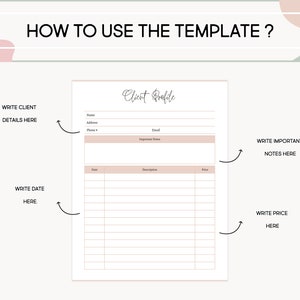 Client Profile Template, Customer Information Card, Printable Client ...