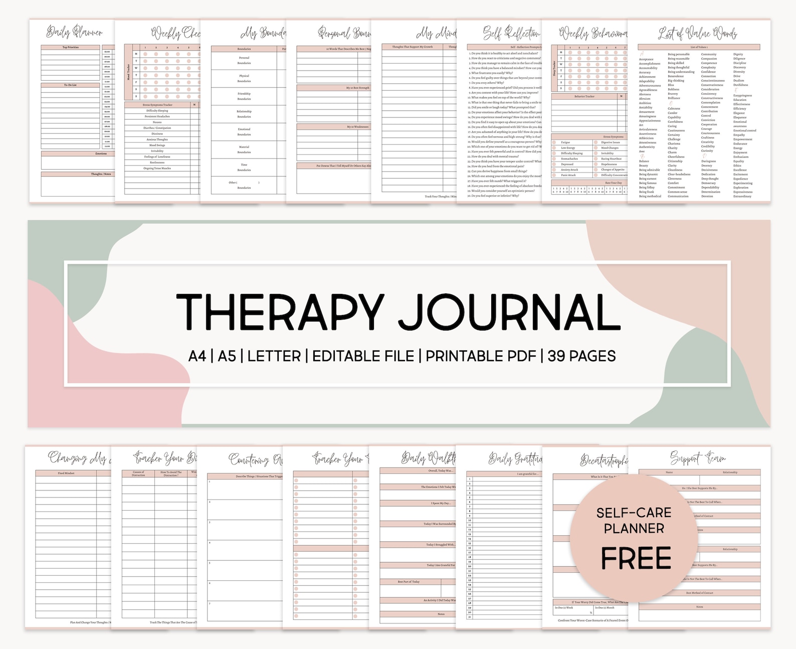 Therapy Planner - Printable Therapy Bundle - Therapist Note Template ...
