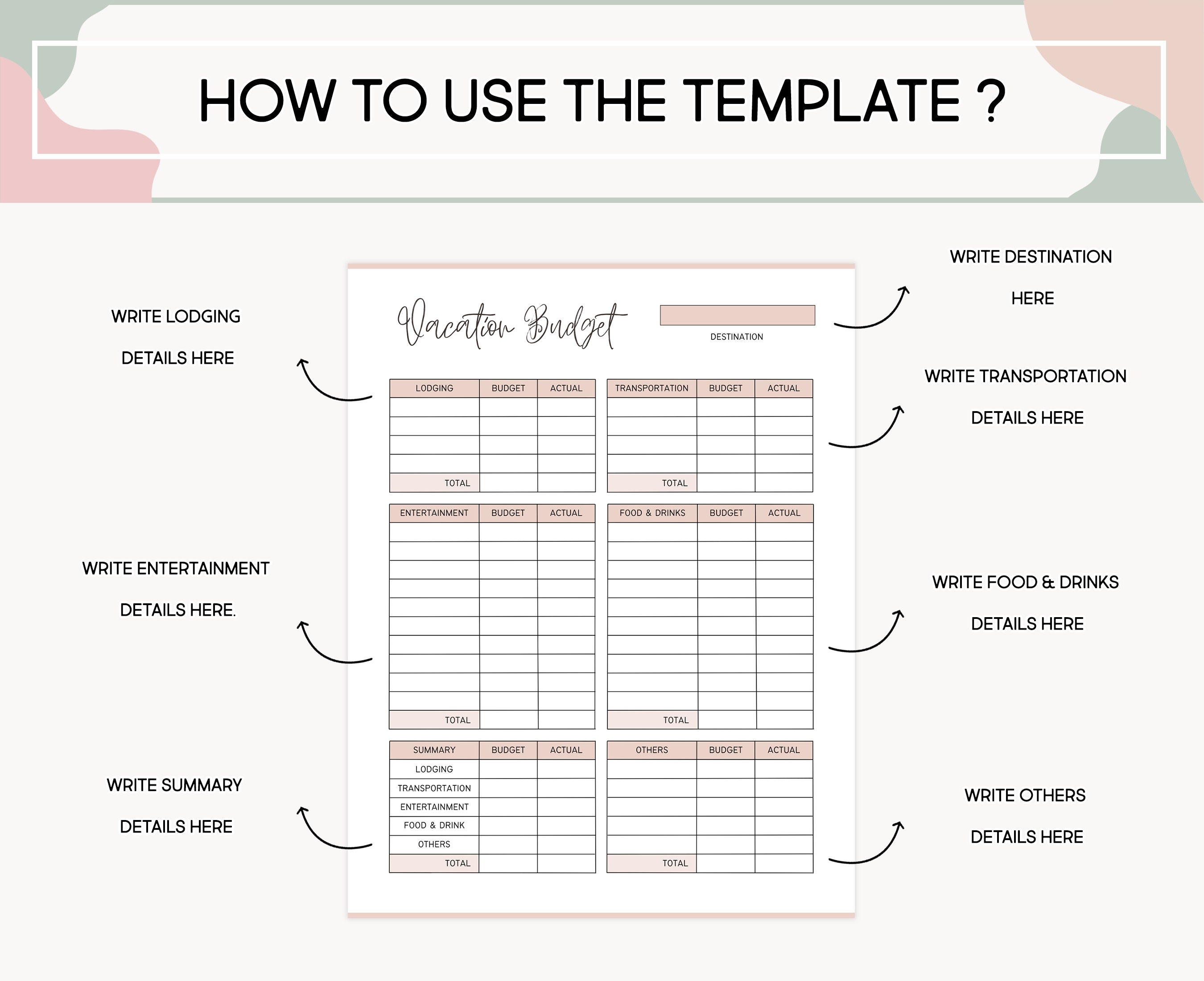 Printable Vacation Budget Template, Editable Holiday Budget Planner ...