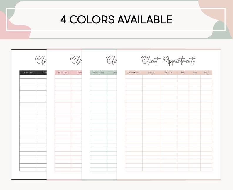 Printable Client Appointment Log Client Appointment Tracker - Etsy