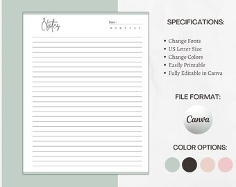Canva Notepad Template - Etsy
