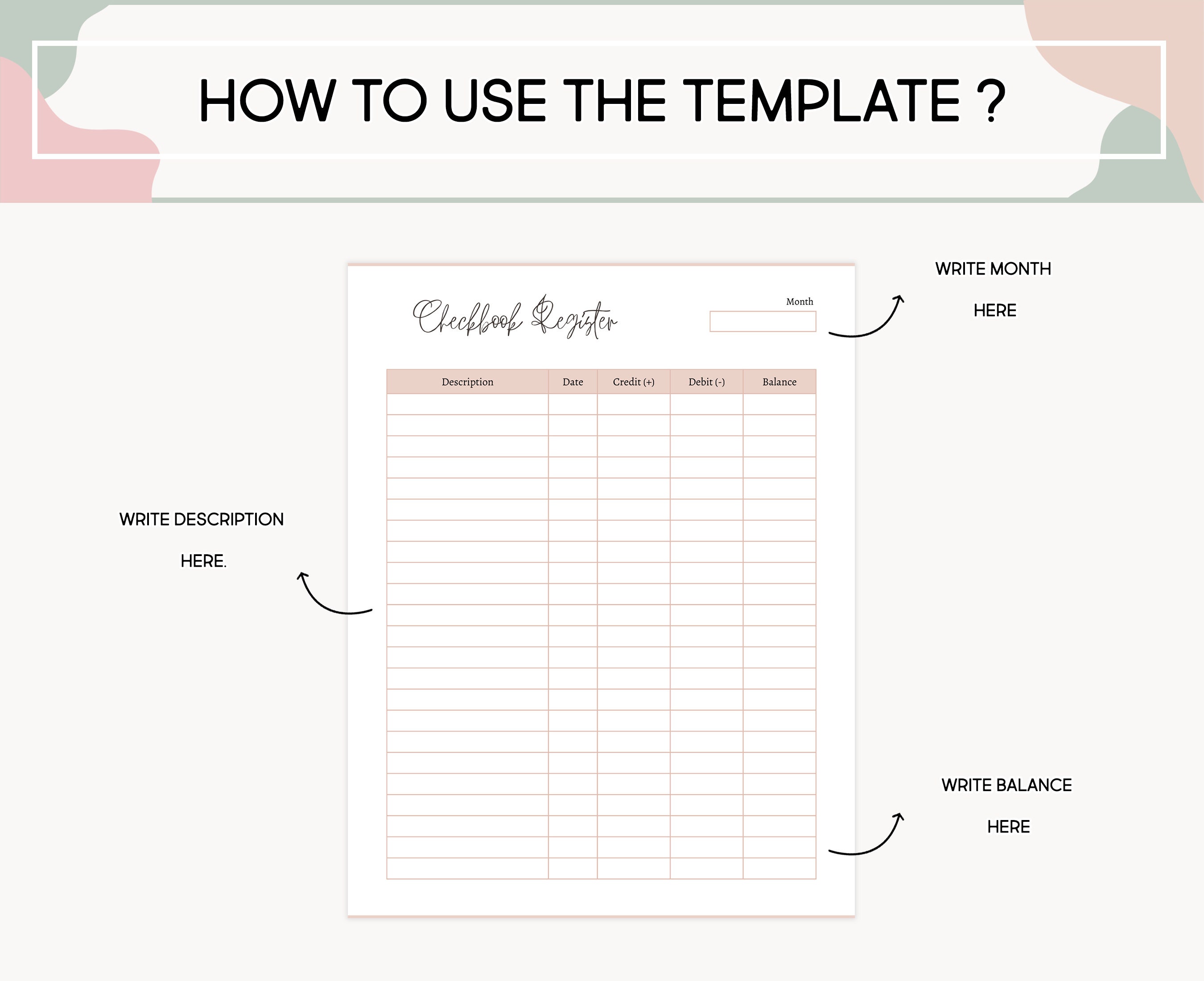 Checkbook Registration Log Printable Income and Expense Canva - Etsy
