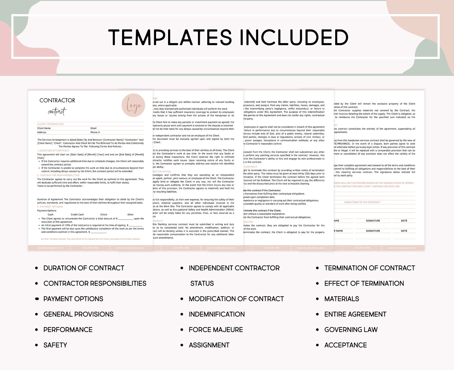 Independent Contractor Agreement Editable General Contractor Agreement ...