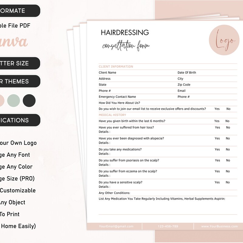 Hair Salon Forms - Etsy